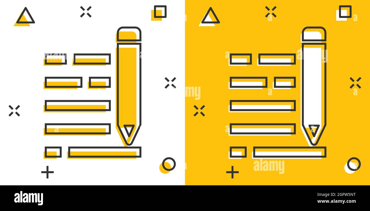 Pencil notepad icon in comic style. Document write vector cartoon ...