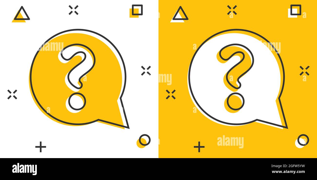 Question mark icon in comic style. Discussion speech bubble vector ...