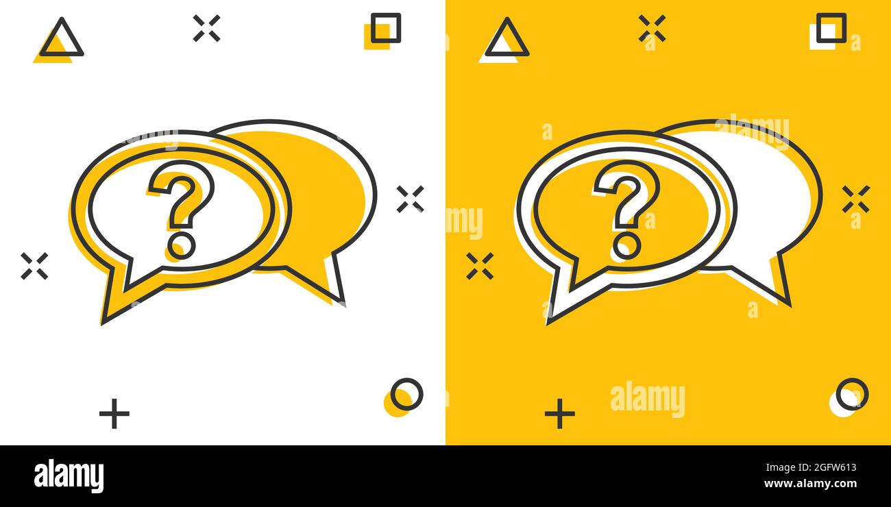 Question mark icon in comic style. Discussion speech bubble vector ...