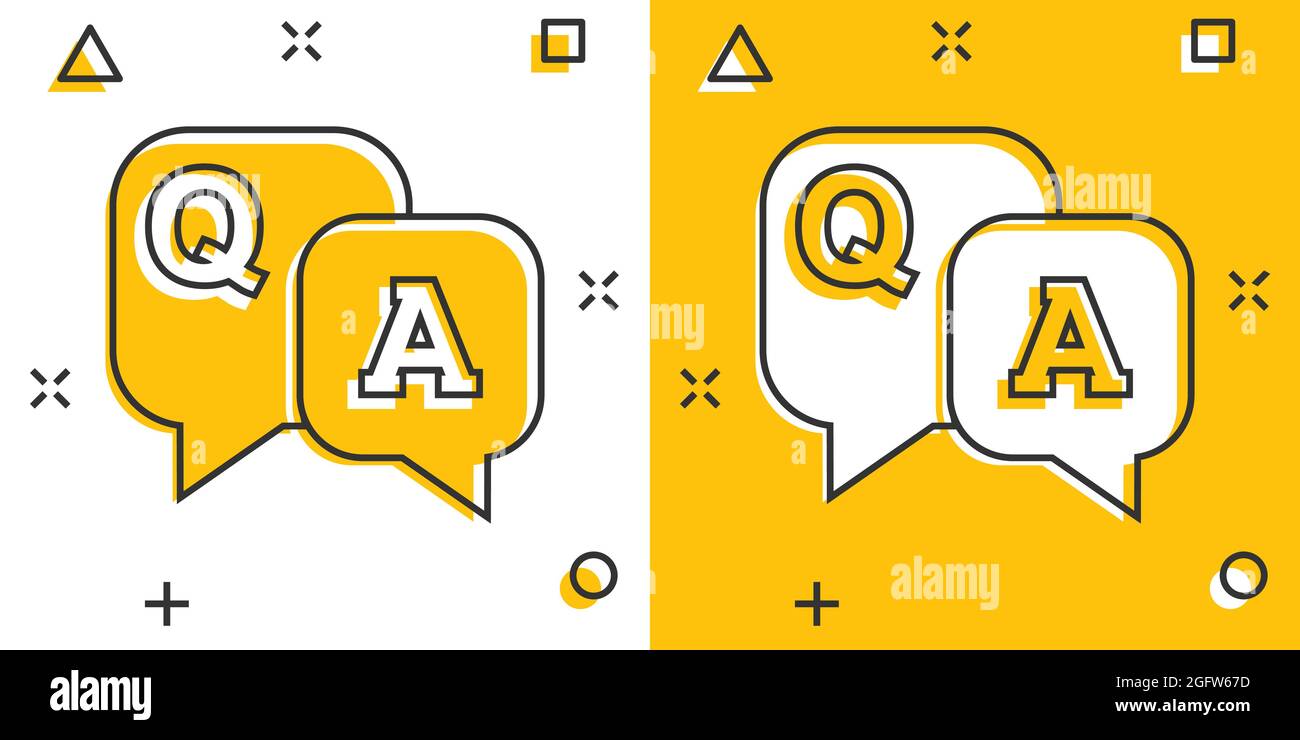Question and answer icon in comic style. Discussion speech bubble ...