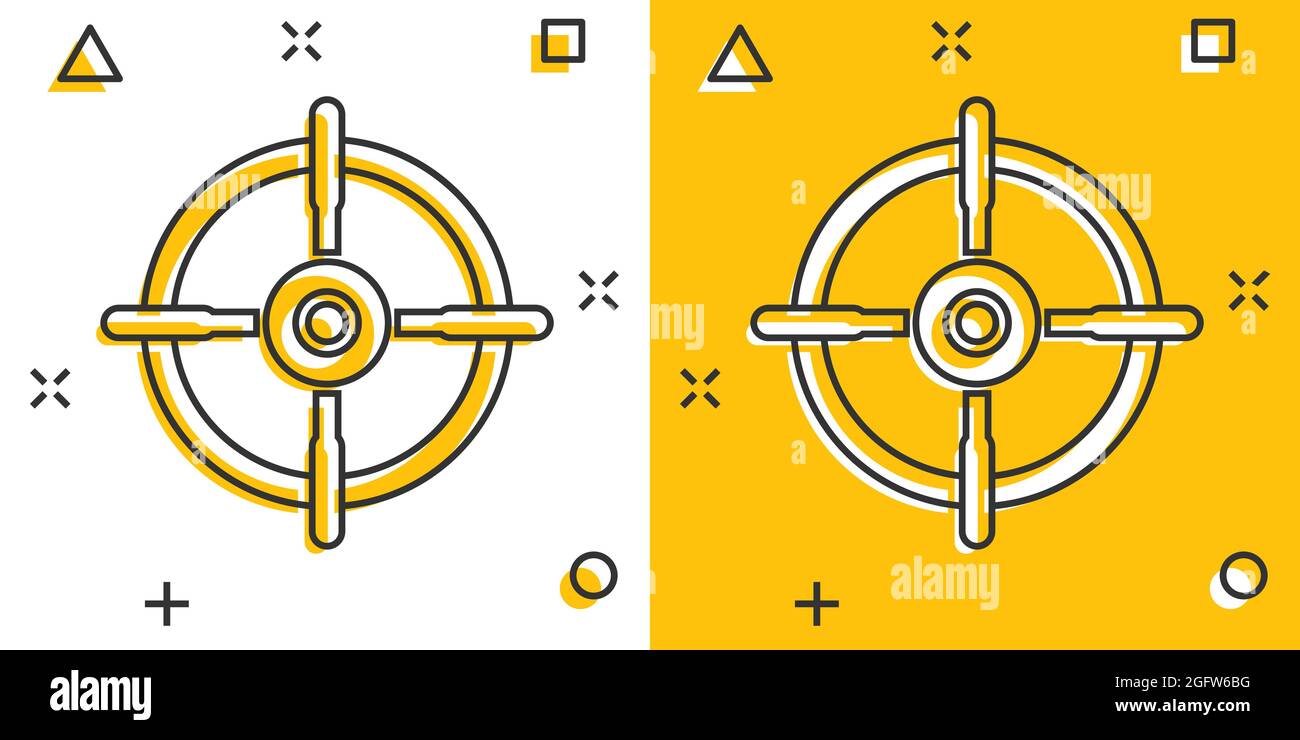 Shooting target vector icon in comic style. Aim sniper symbol cartoon ...