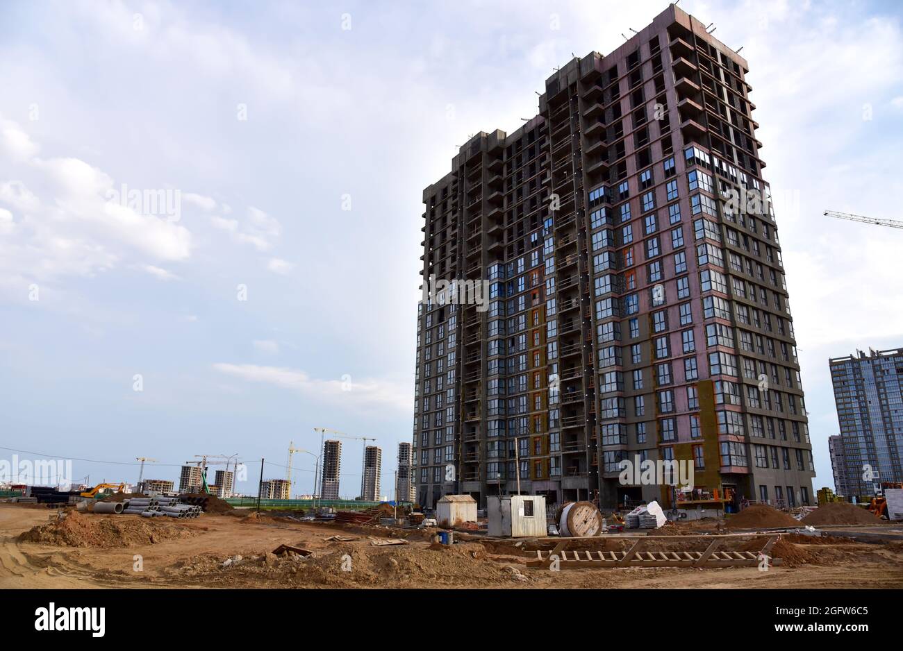 Construction of buildings and residential multi-storey skyscrapers ...