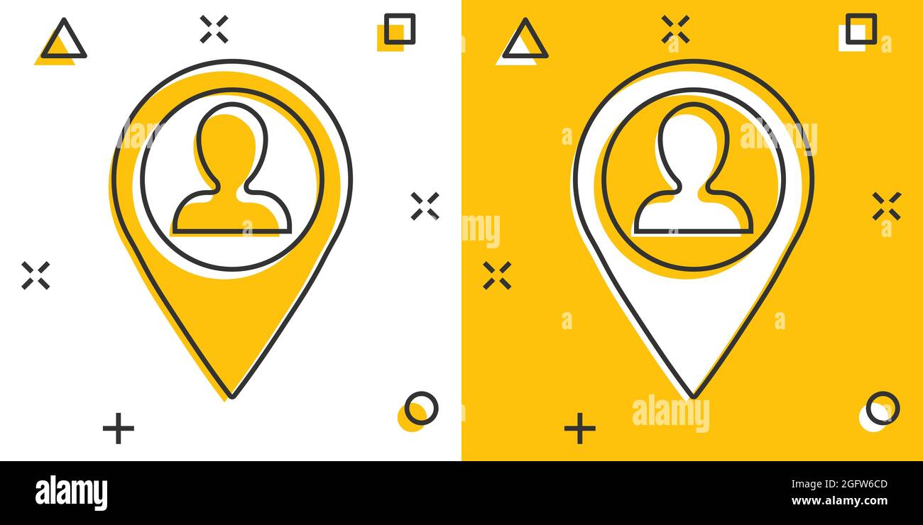 Placement icon in comic style. People pin vector cartoon illustration ...