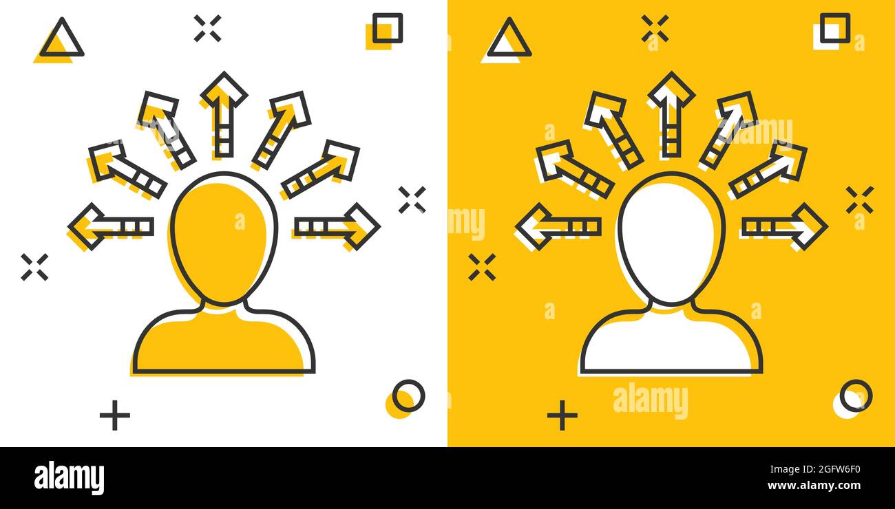 Mind awareness icon in comic style. Idea human vector cartoon ...