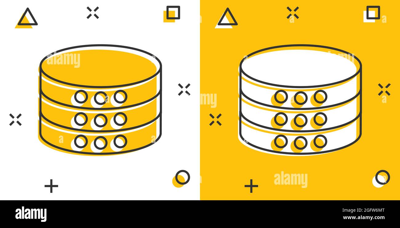 Data center icon in comic style. Server vector cartoon illustration on ...