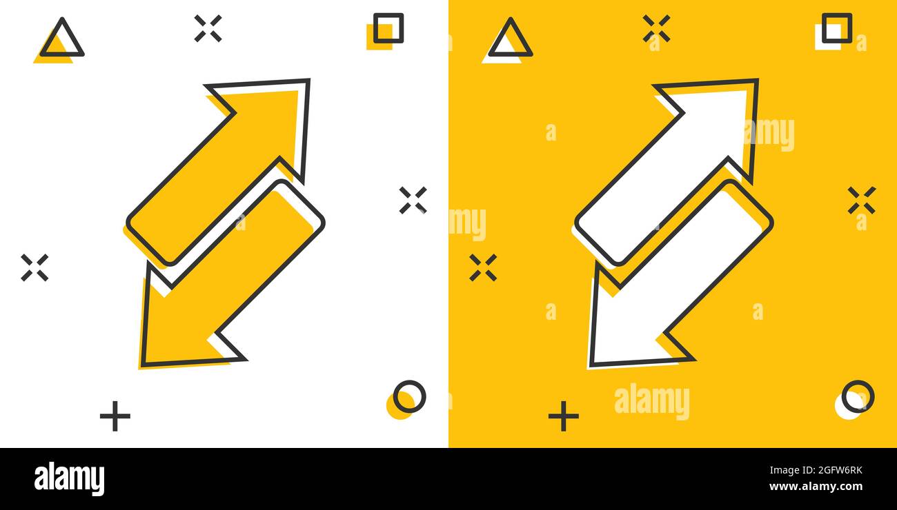 Reverse arrow sign icon in comic style. Refresh vector cartoon ...