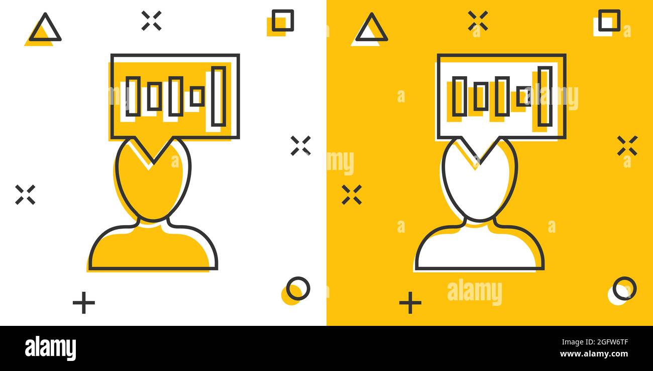 Voice recognition icon in comic style. Authentication sound vector cartoon illustration on white ...