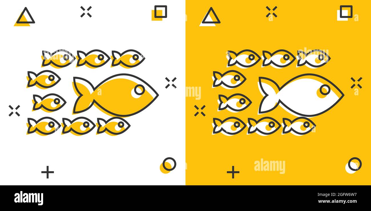 Fish sign icon in comic style. Goldfish vector cartoon illustration on ...