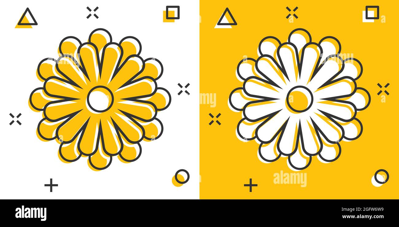 Flower leaf icon in comic style. Magnolia, dahlia vector cartoon ...