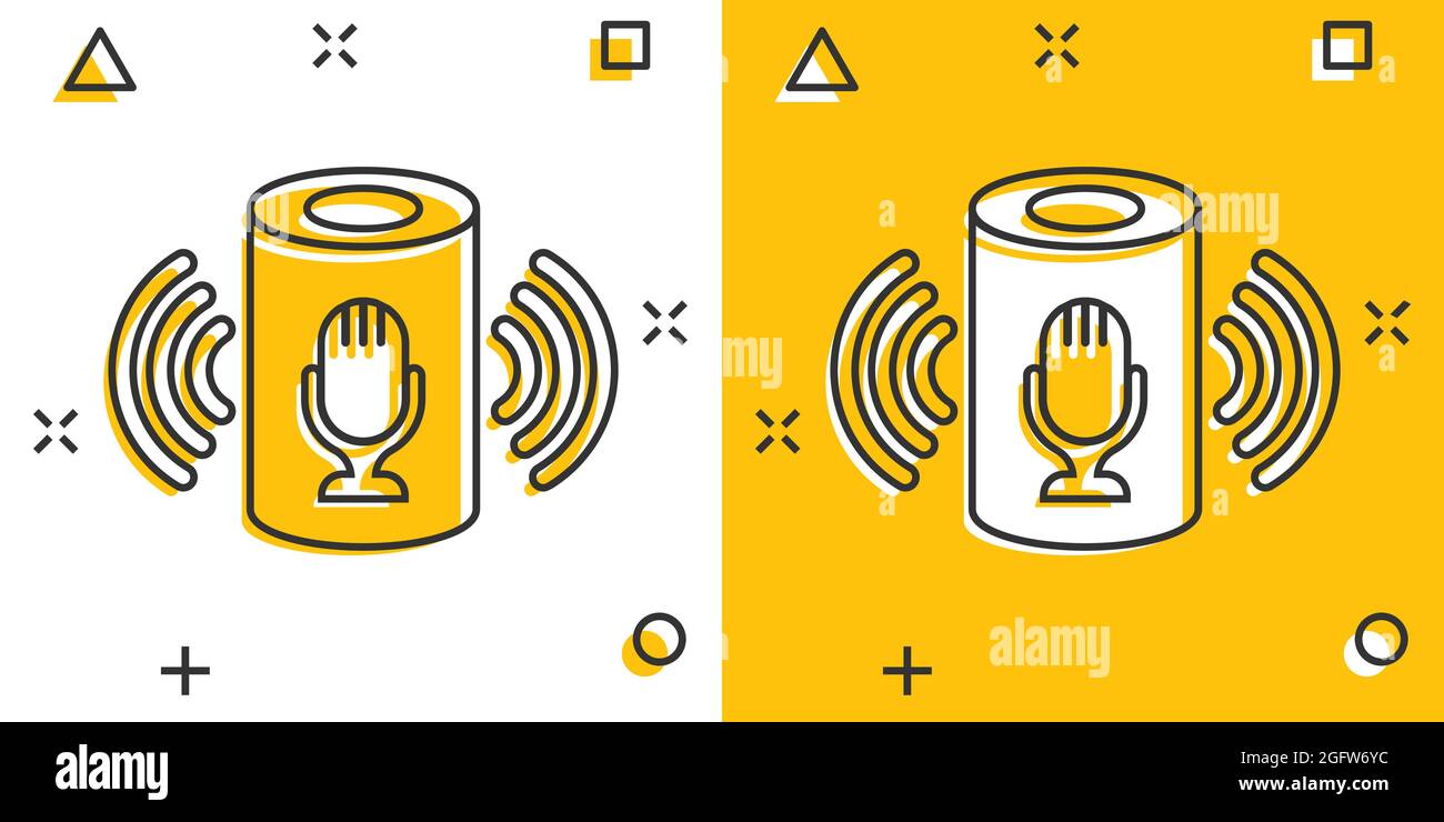 Voice assistant icon in comic style. Smart home assist vector cartoon ...