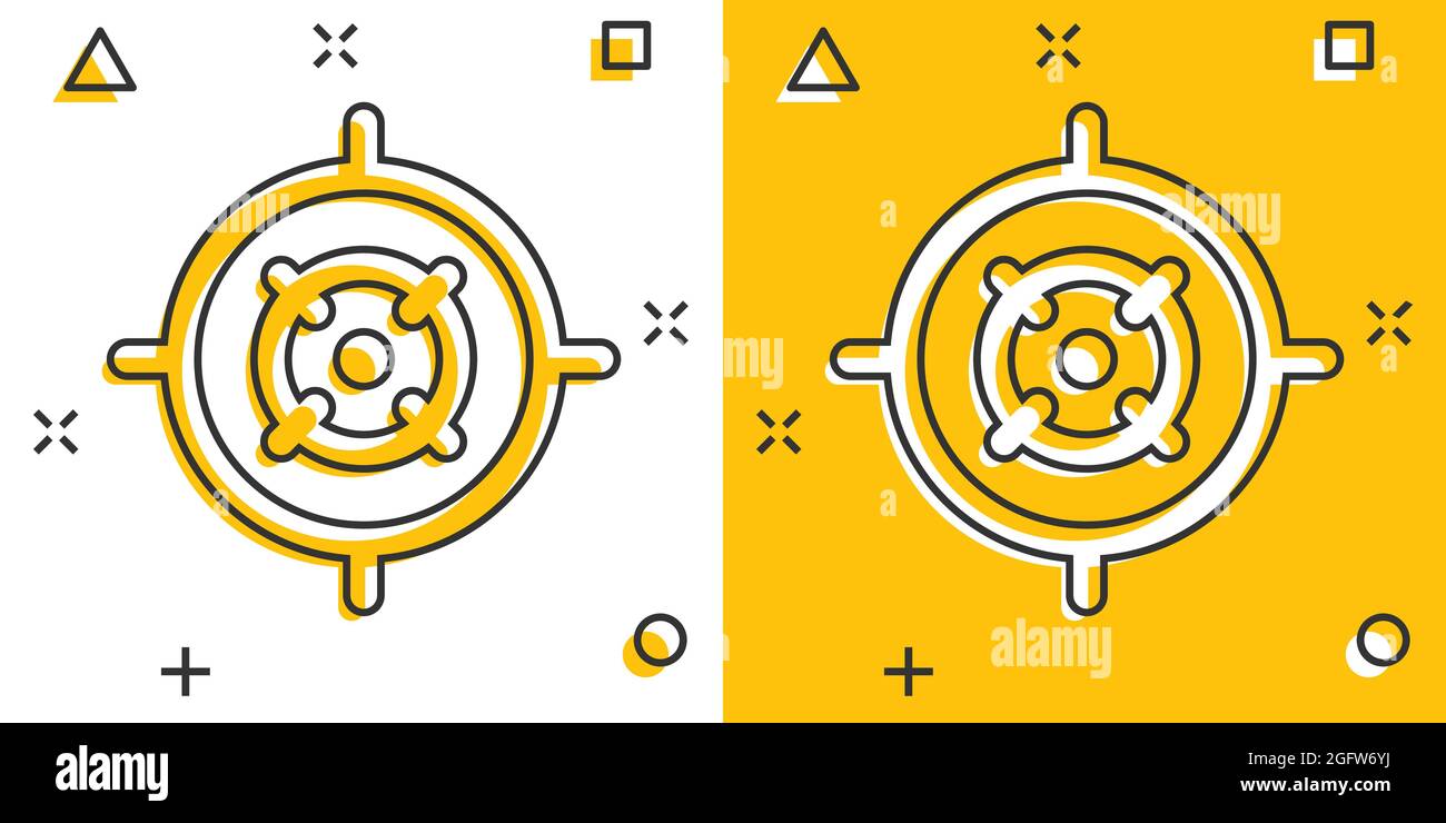 Shooting target vector icon in comic style. Aim sniper symbol cartoon ...