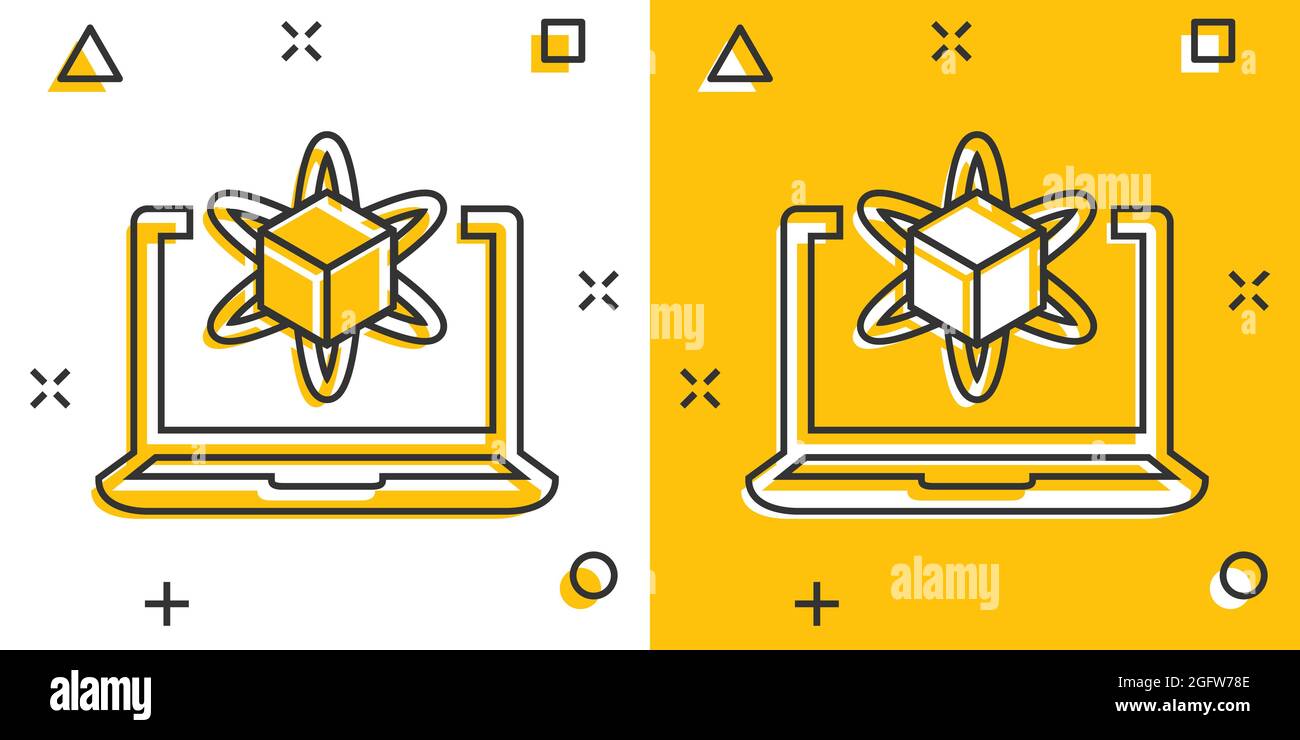 Computer simulation icon in comic style. Vr device vector cartoon ...