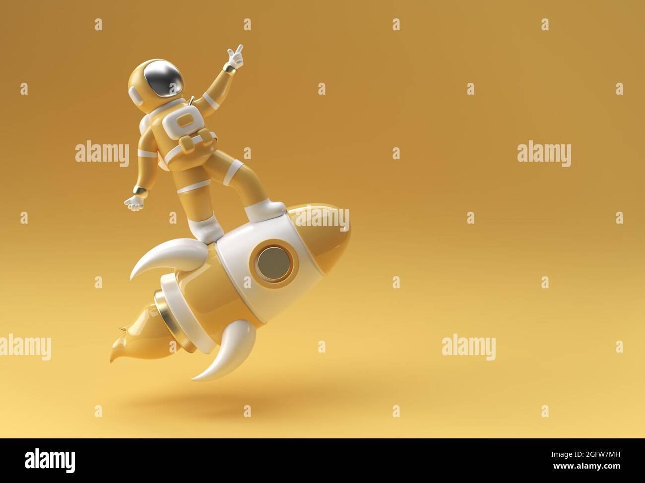 3d Render Spaceman Astronaut Flying with Rocket 3d illustration Design ...