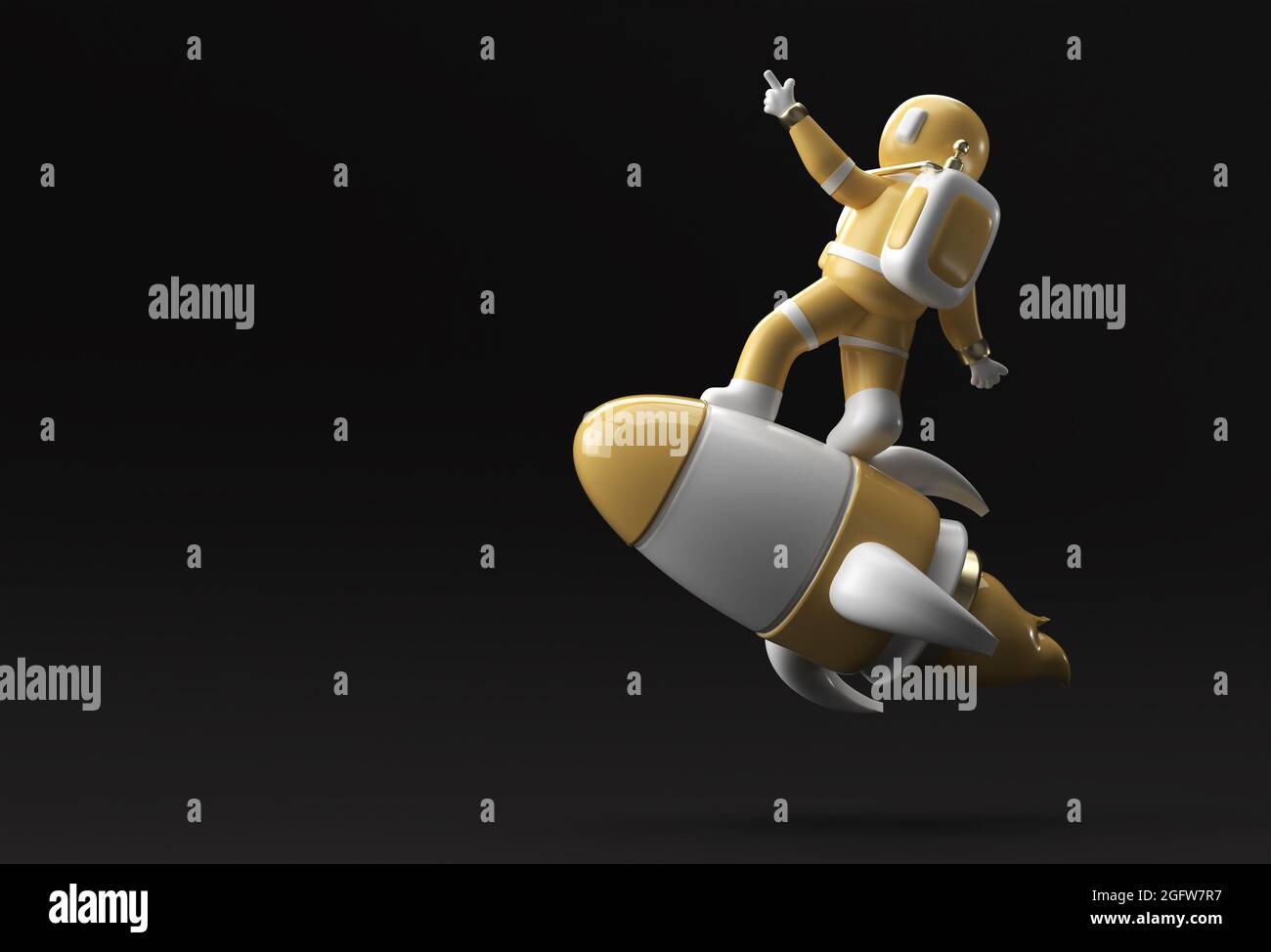 3d Render Spaceman Astronaut Flying with Rocket 3d illustration Design ...