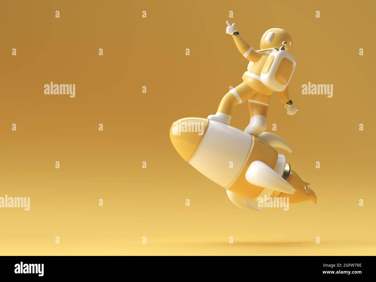 3d Render Spaceman Astronaut Flying with Rocket 3d illustration Design ...