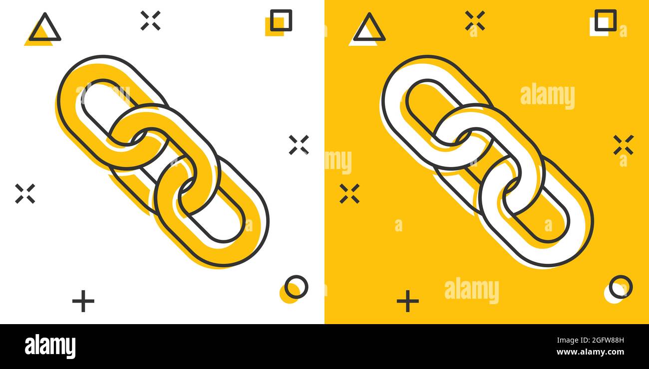 Chain sign icon in comic style. Link vector cartoon illustration on ...