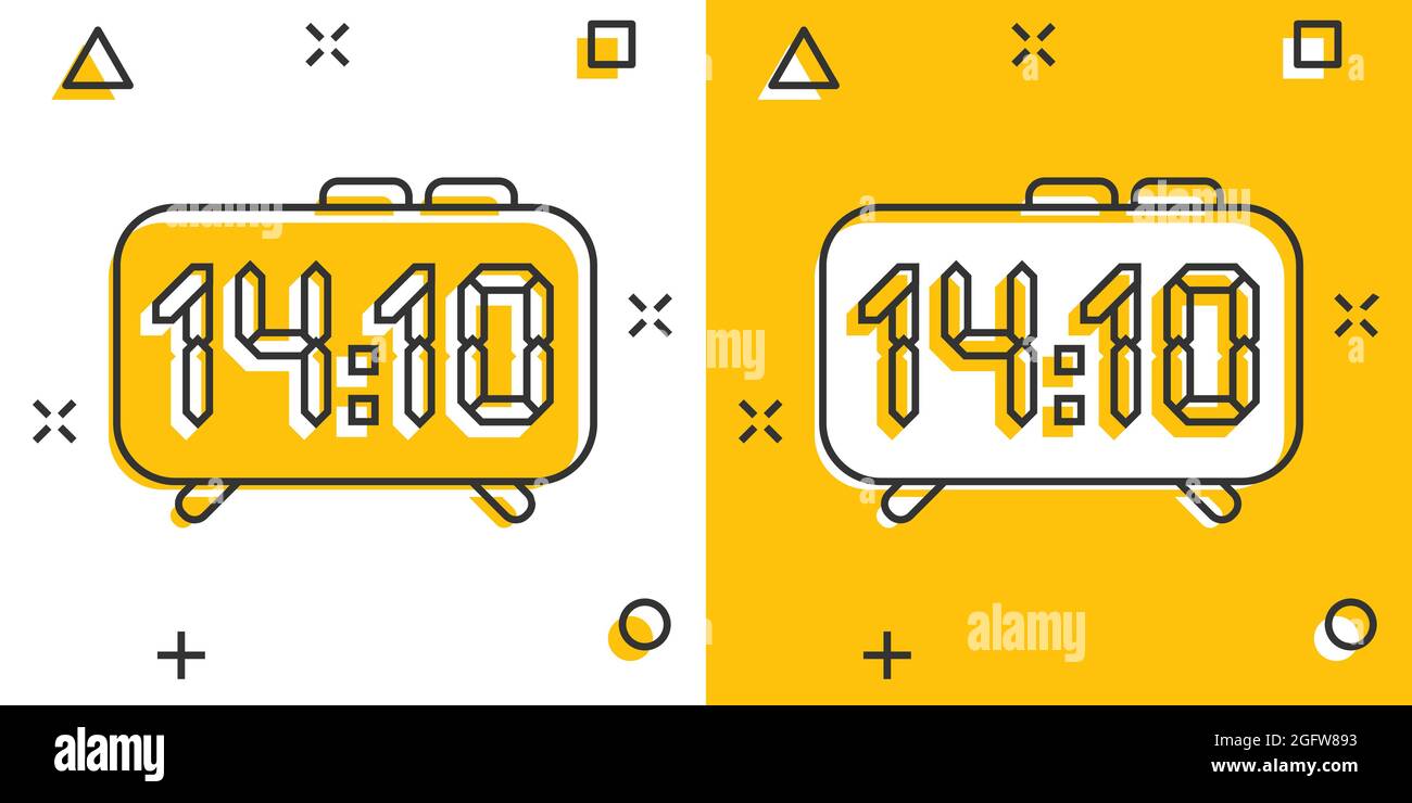 Clock sign icon in comic style. Time management vector cartoon ...