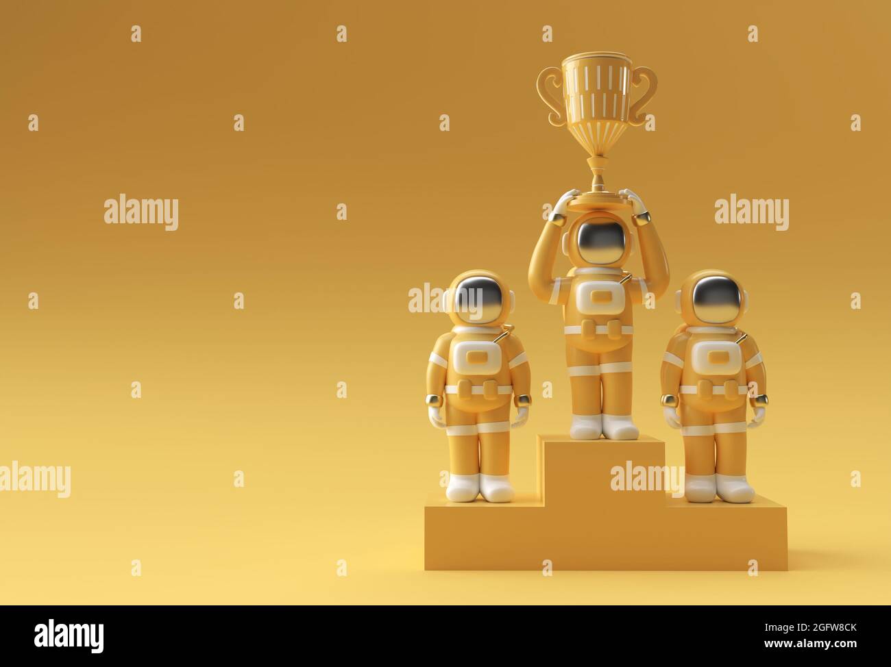 Successful Astronaut Got the First Prize Trophy 3D Rendering Stock ...