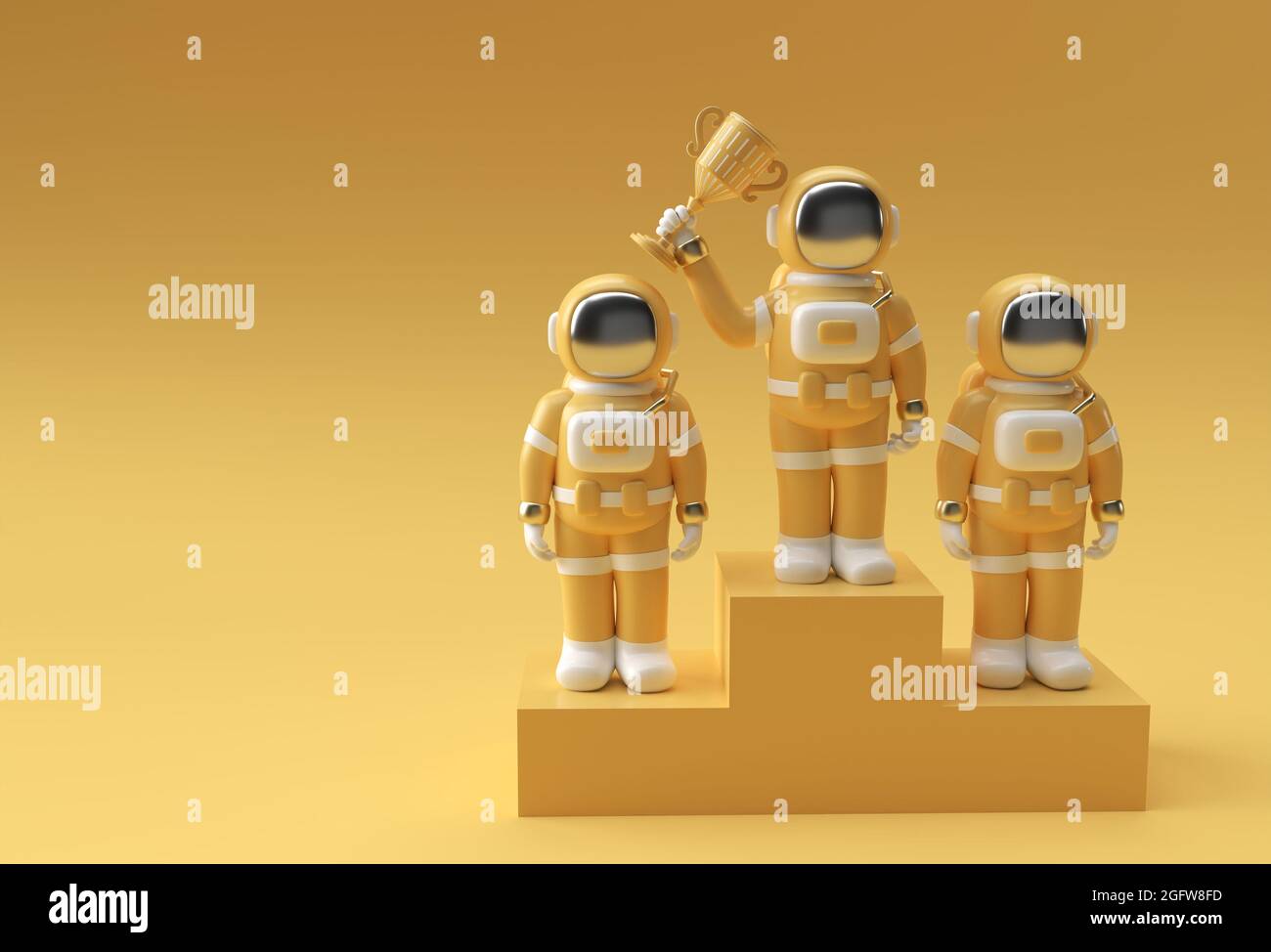 Successful Astronaut Got the First Prize Trophy 3D Rendering Stock ...
