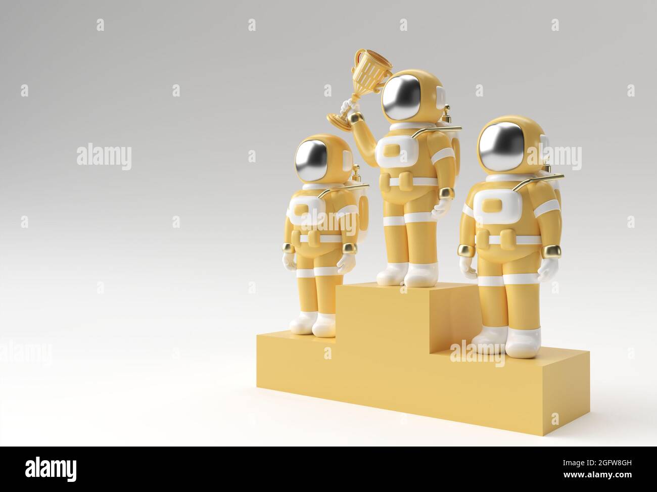 Successful Astronaut Got the First Prize Trophy 3D Rendering Stock ...