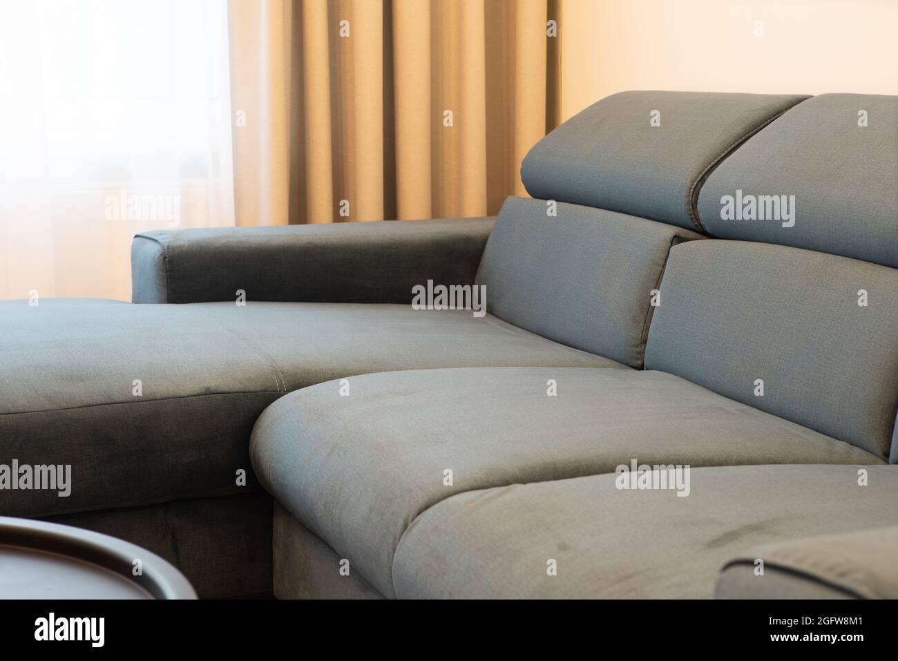Close-up of soft cozy couch in living room. New furniture. Modern ...