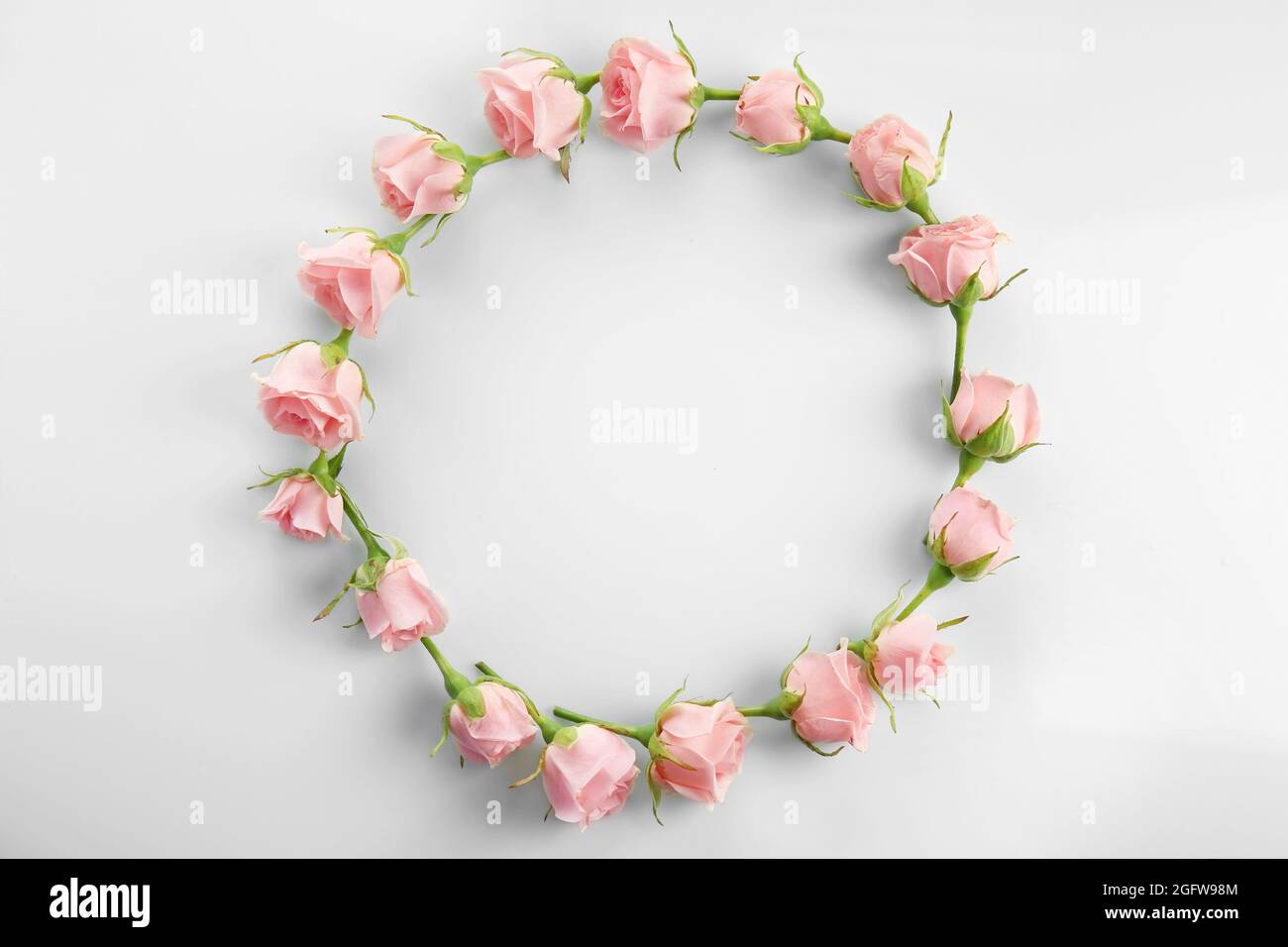 Floral wreath frame on white background Stock Photo - Alamy