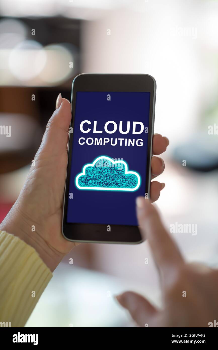 Smartphone screen displaying a cloud computing concept Stock Photo - Alamy