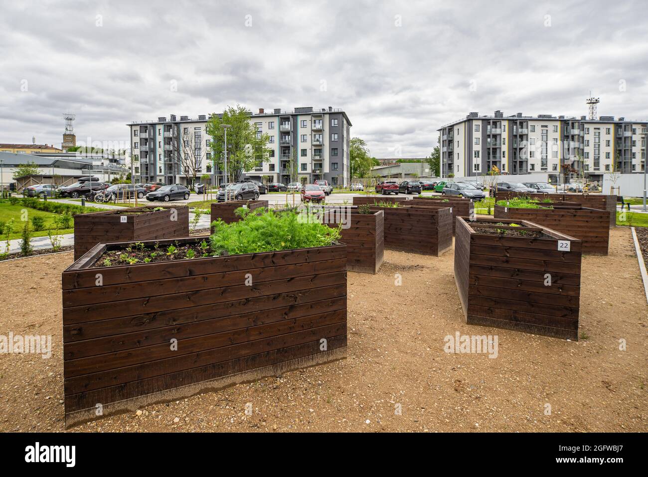 Exterior of modern living building in residential area of city. Urban ...