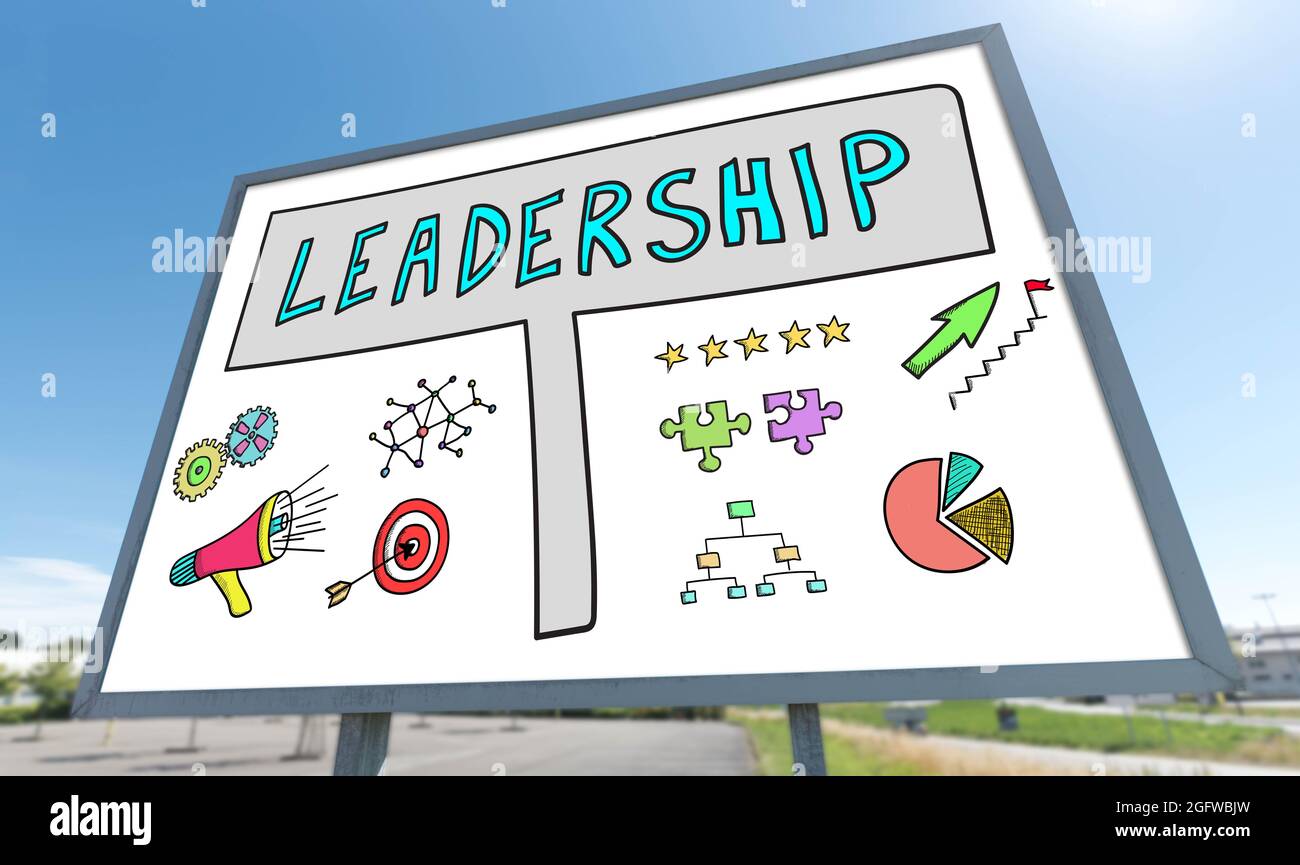 Leadership concept drawn on a billboard Stock Photo - Alamy