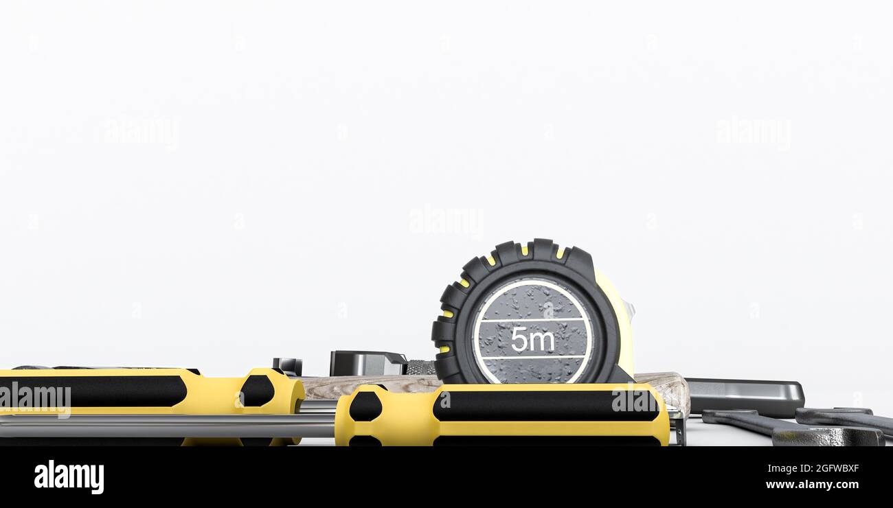 tools isolated on white background 3d illustration Stock Photo - Alamy