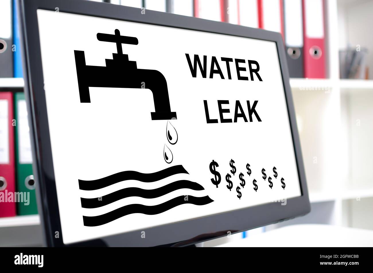 Water leak concept shown on a computer screen Stock Photo - Alamy
