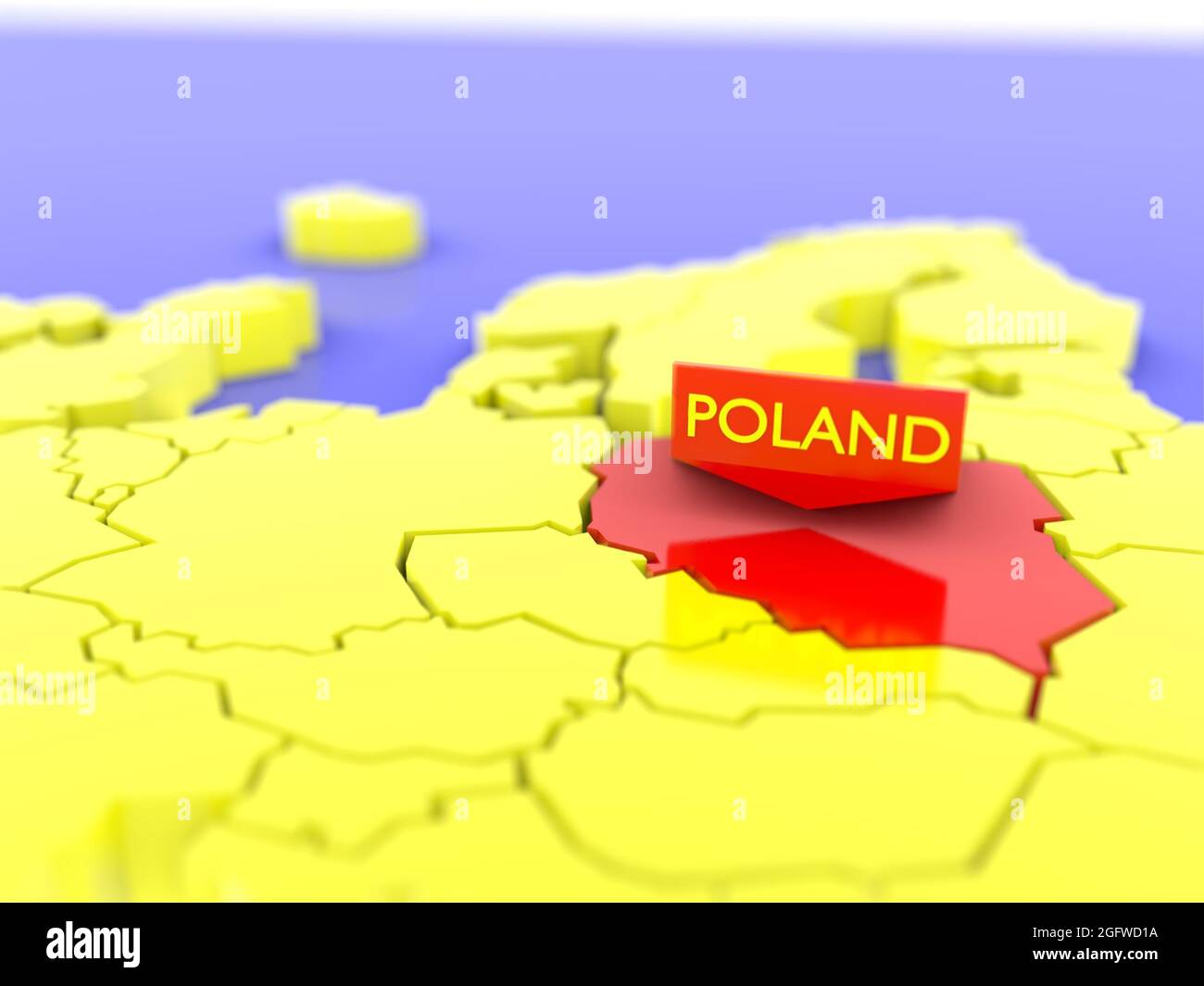 3D render of Poland marked red on a Europe map Stock Photo - Alamy