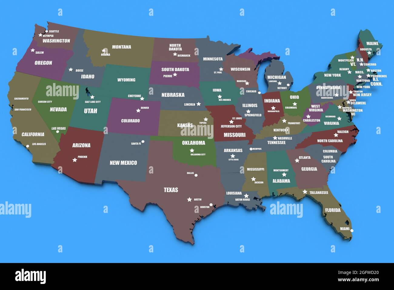 3D render of the United States of America map Stock Photo - Alamy