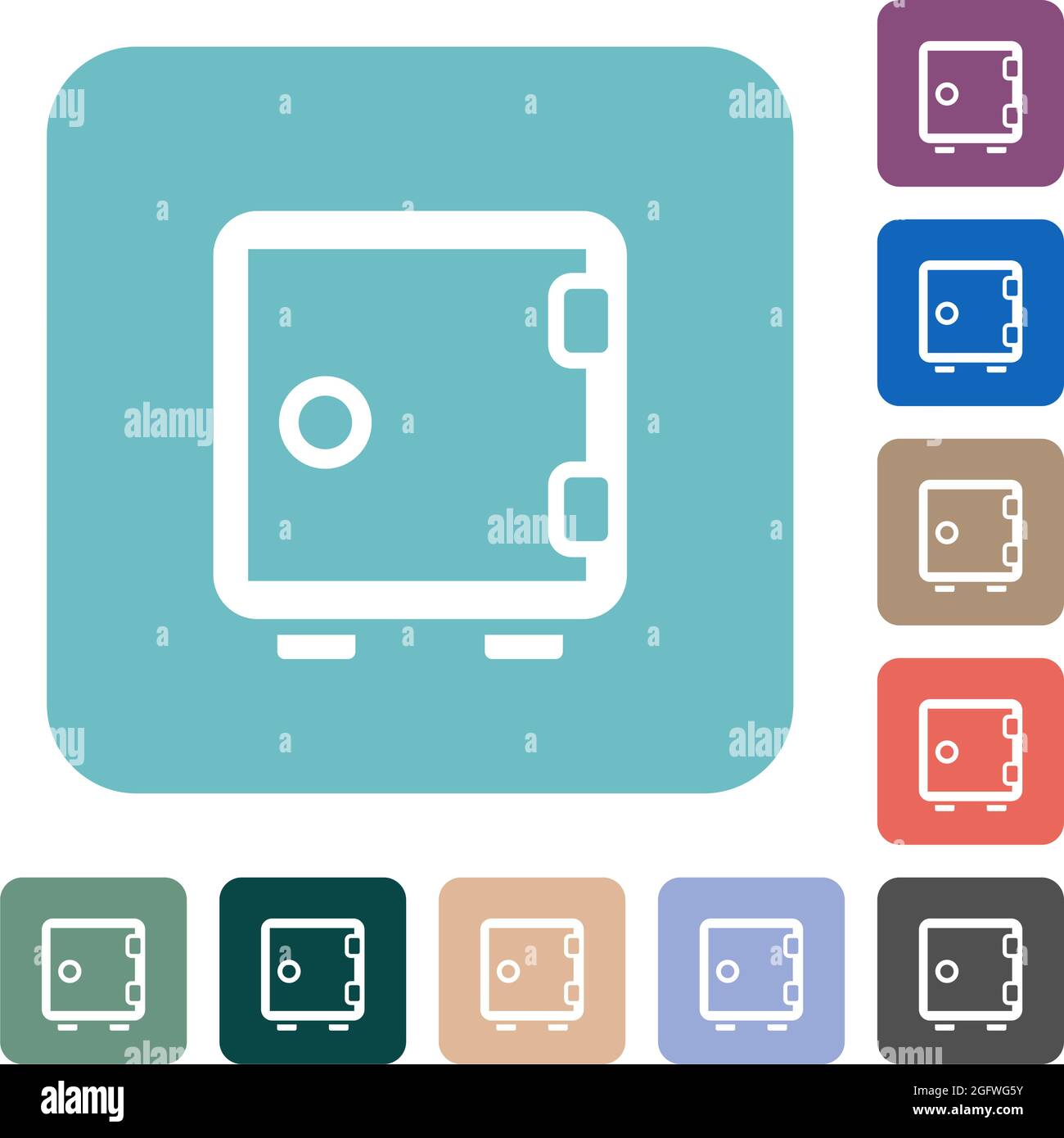 Single strong box outline white flat icons on color rounded square backgrounds Stock Vector ...