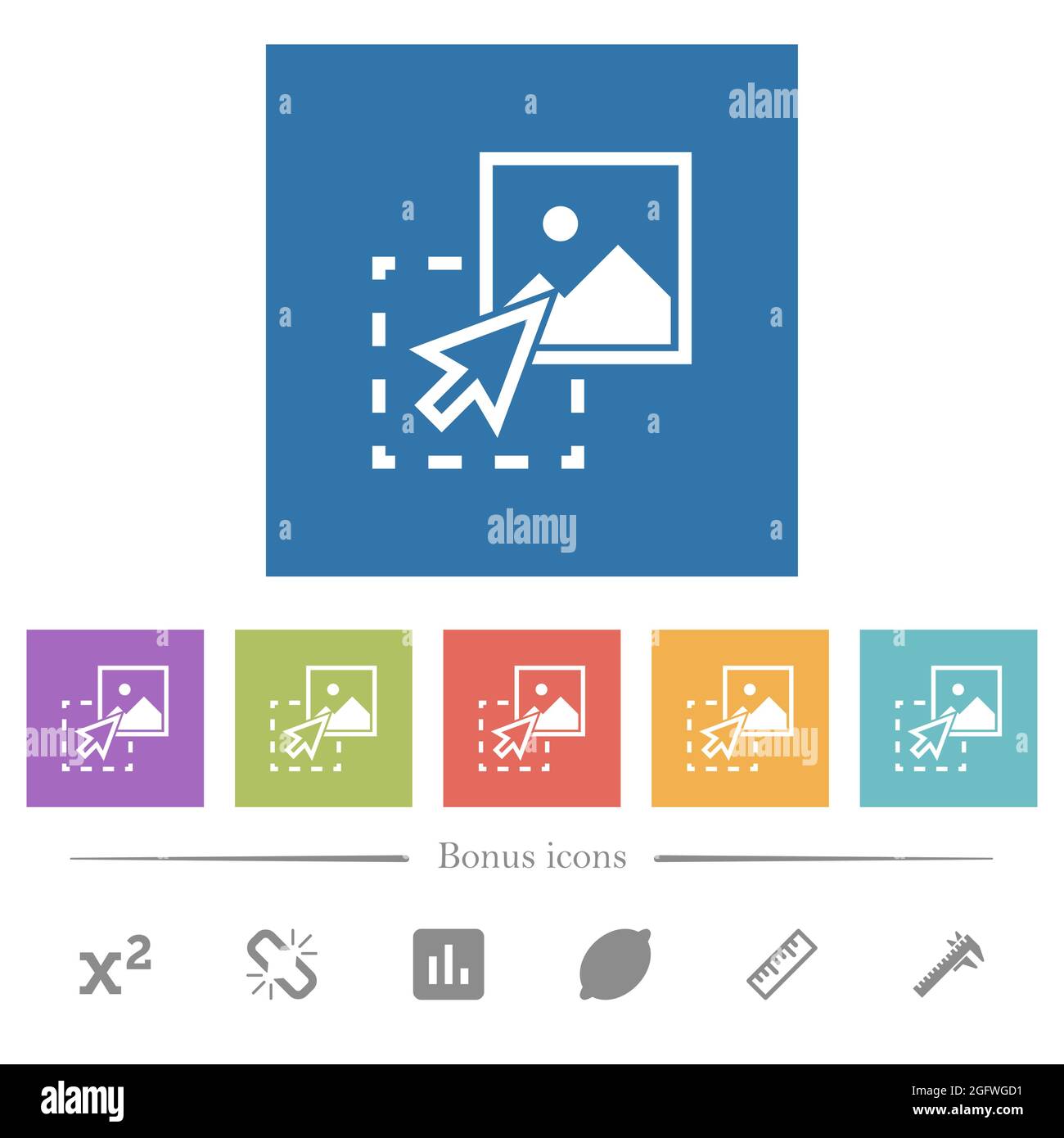 Drag image to upload flat white icons in square backgrounds. 6 bonus ...