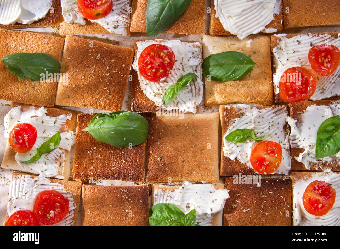 Tricolor cocktail canapes, cheese and tomato salad Stock Photo - Alamy