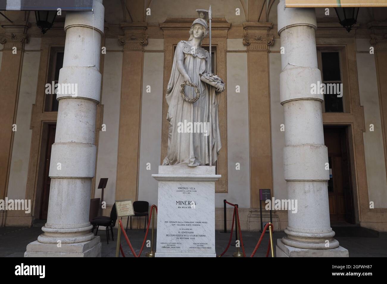 TURIN, ITALY - CIRCA AUGUST 2021: Statue of Minerva goddess of science ...