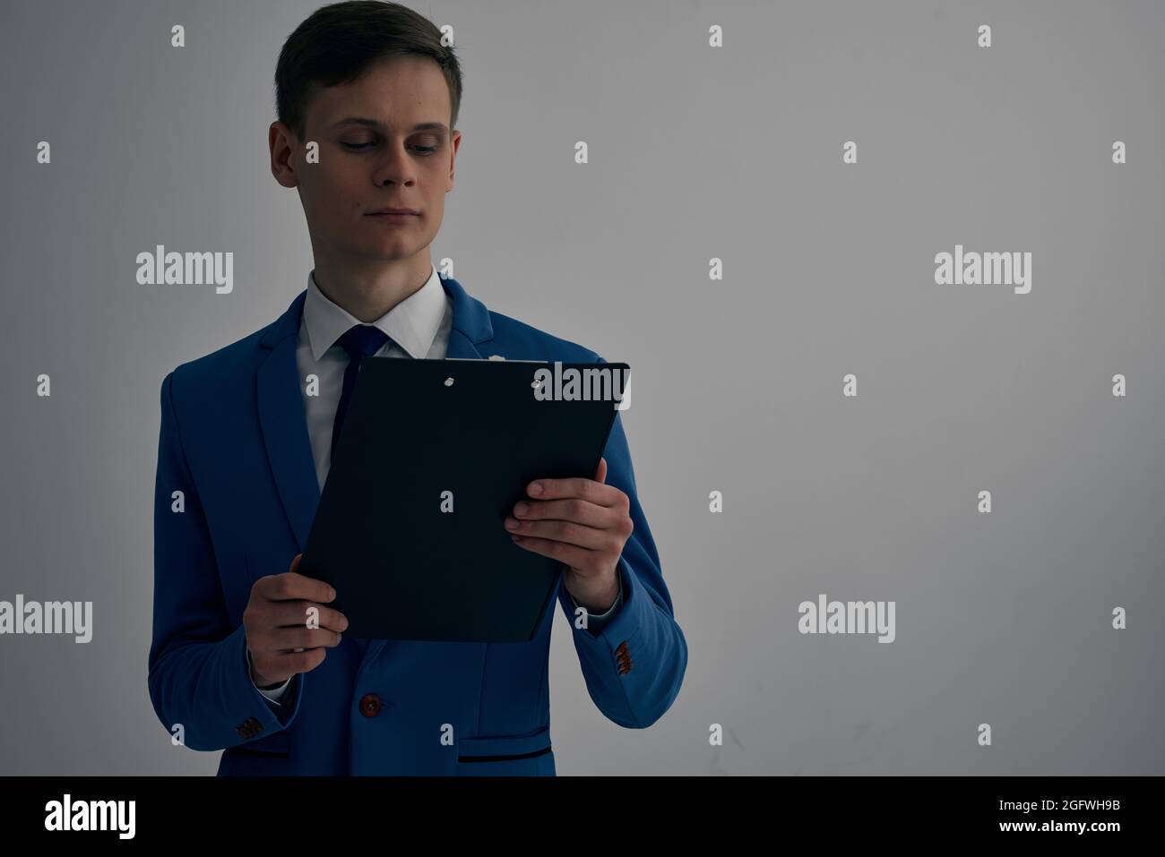 manager in a suit with documents office professional work Stock Photo ...