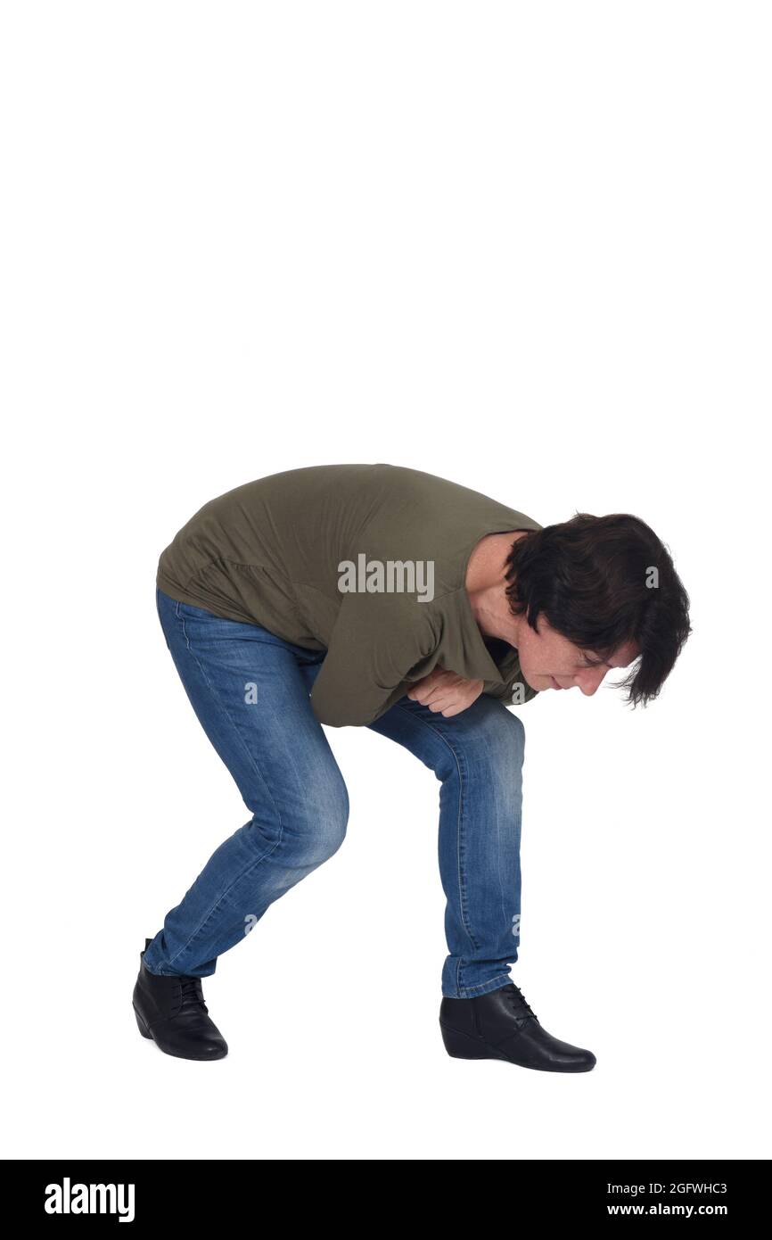 Woman crouching down isolated hi-res stock photography and images - Alamy