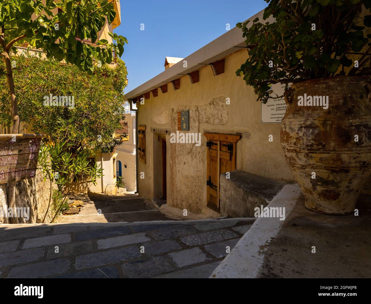 Kritsa, Greece - August 13, 2021 - In the small village of Kritsa on ...