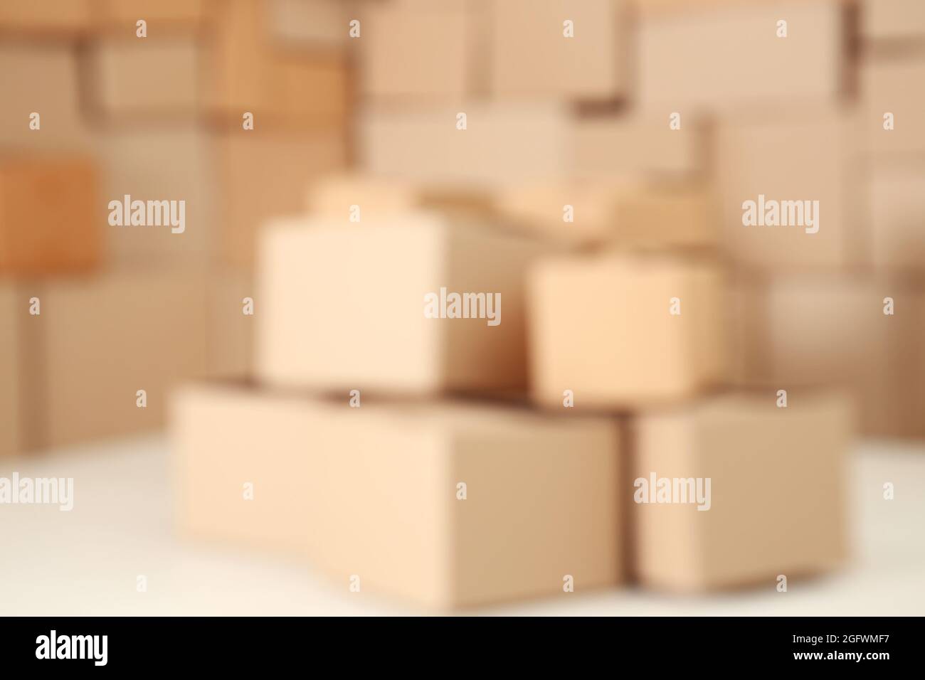 Carton boxes blurred background Stock Photo - Alamy