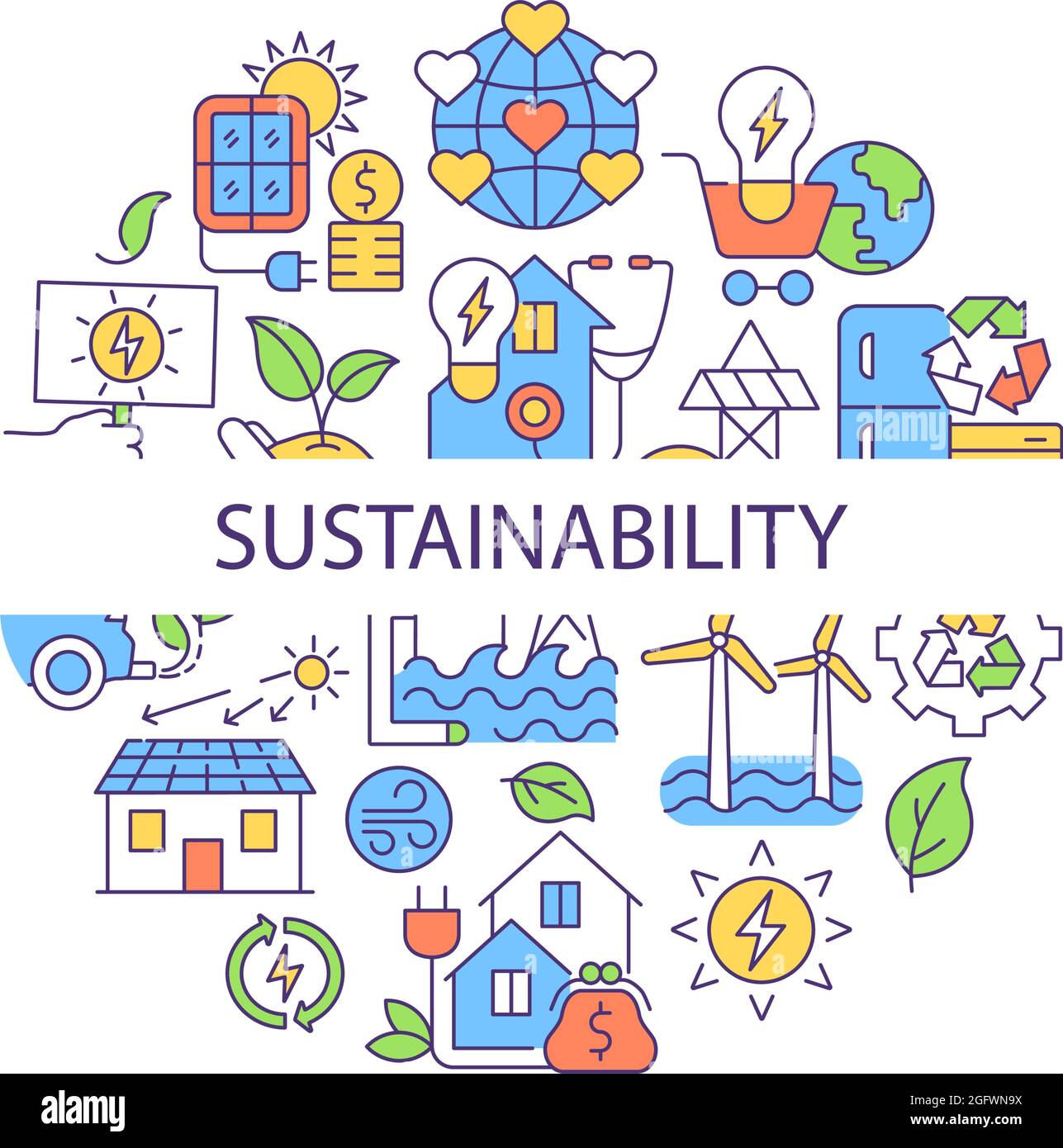 Sustainability abstract color concept layout with headline Stock Vector ...