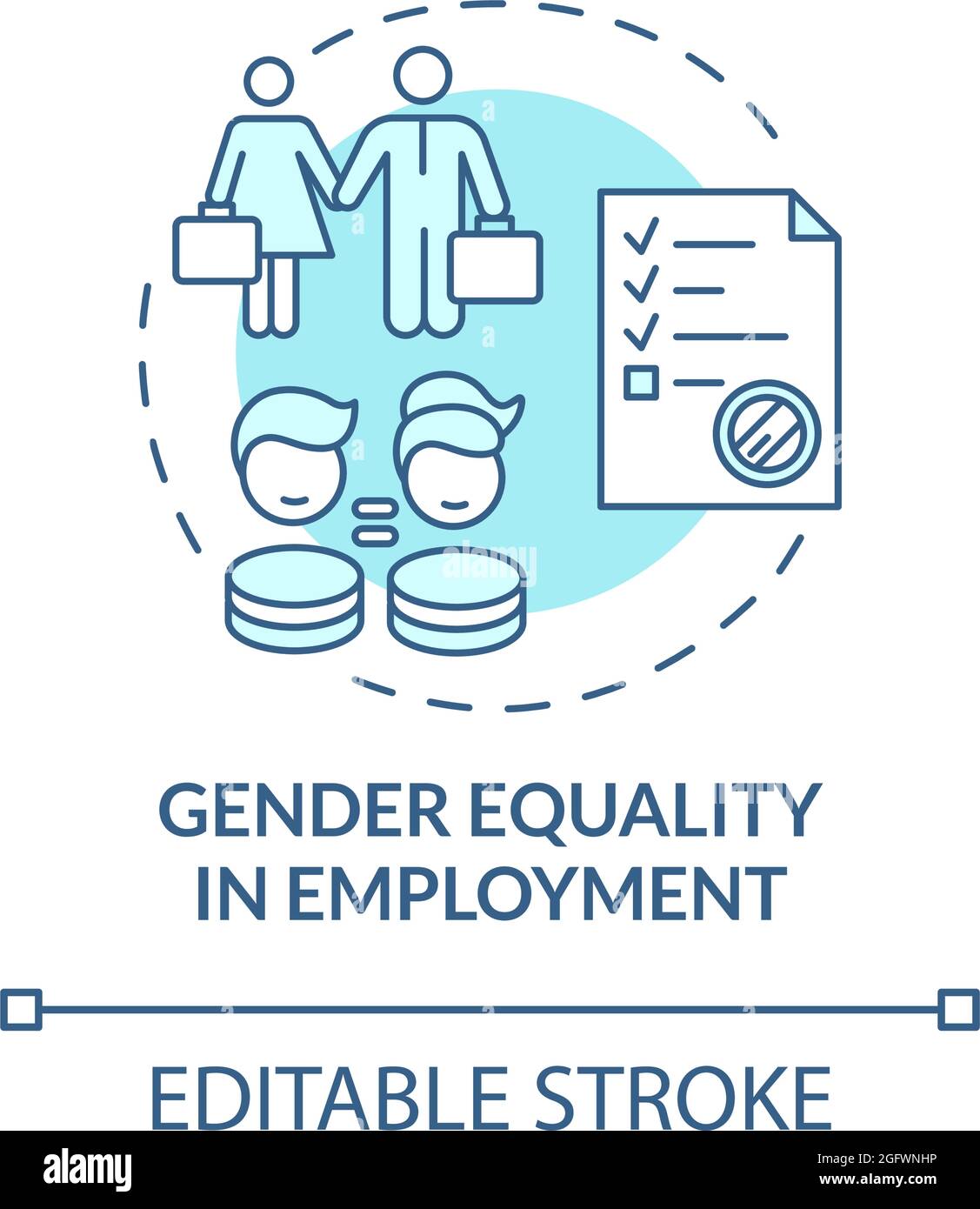 Gender equality in employment blue concept icon Stock Vector Image ...
