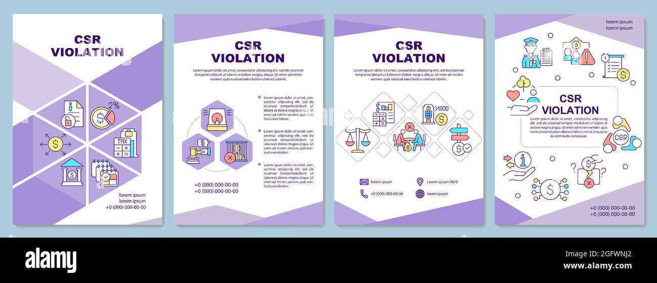 Corporate social responsibility violation brochure template Stock ...