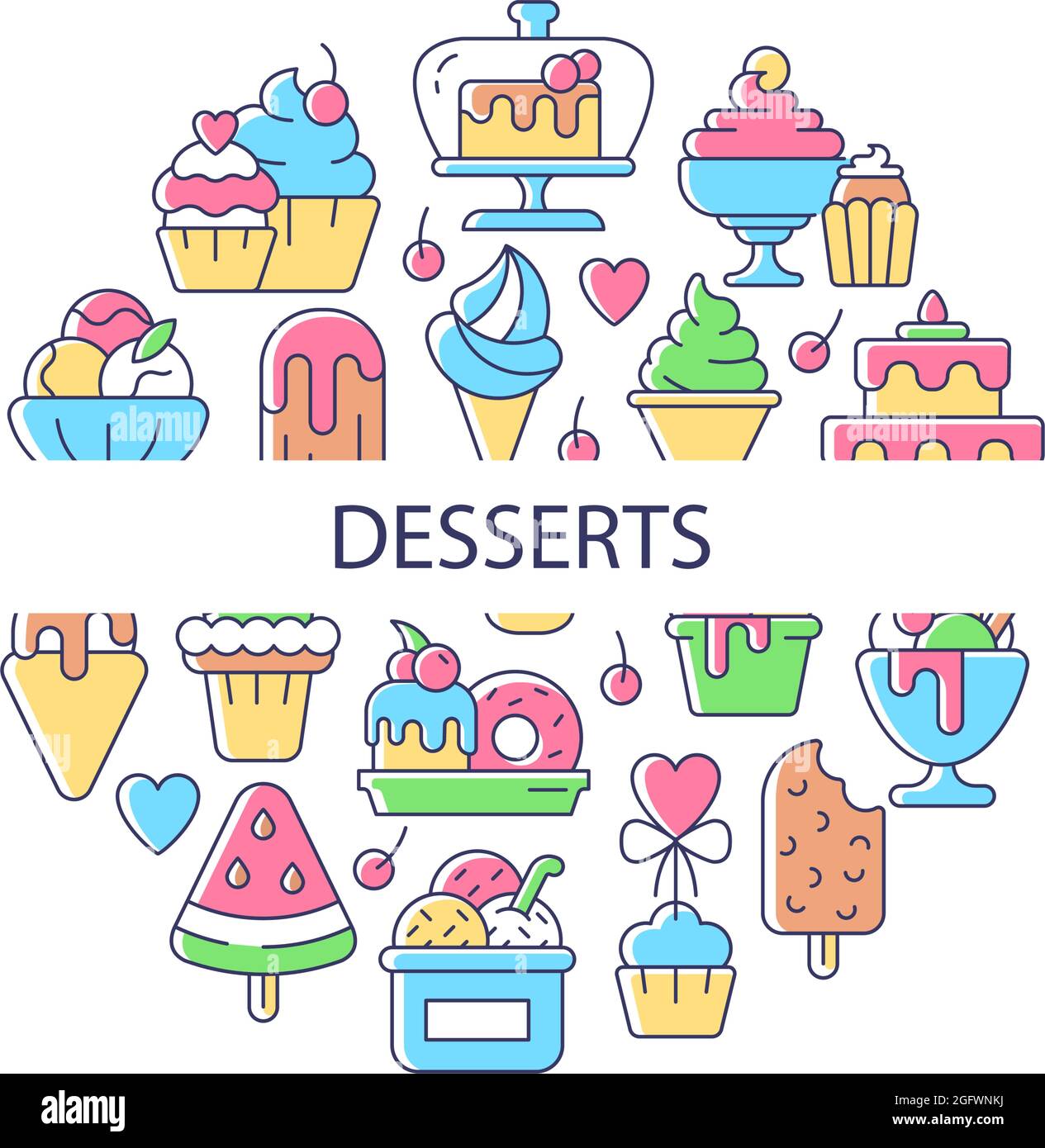 Desserts abstract color concept layout with headline Stock Vector Image ...