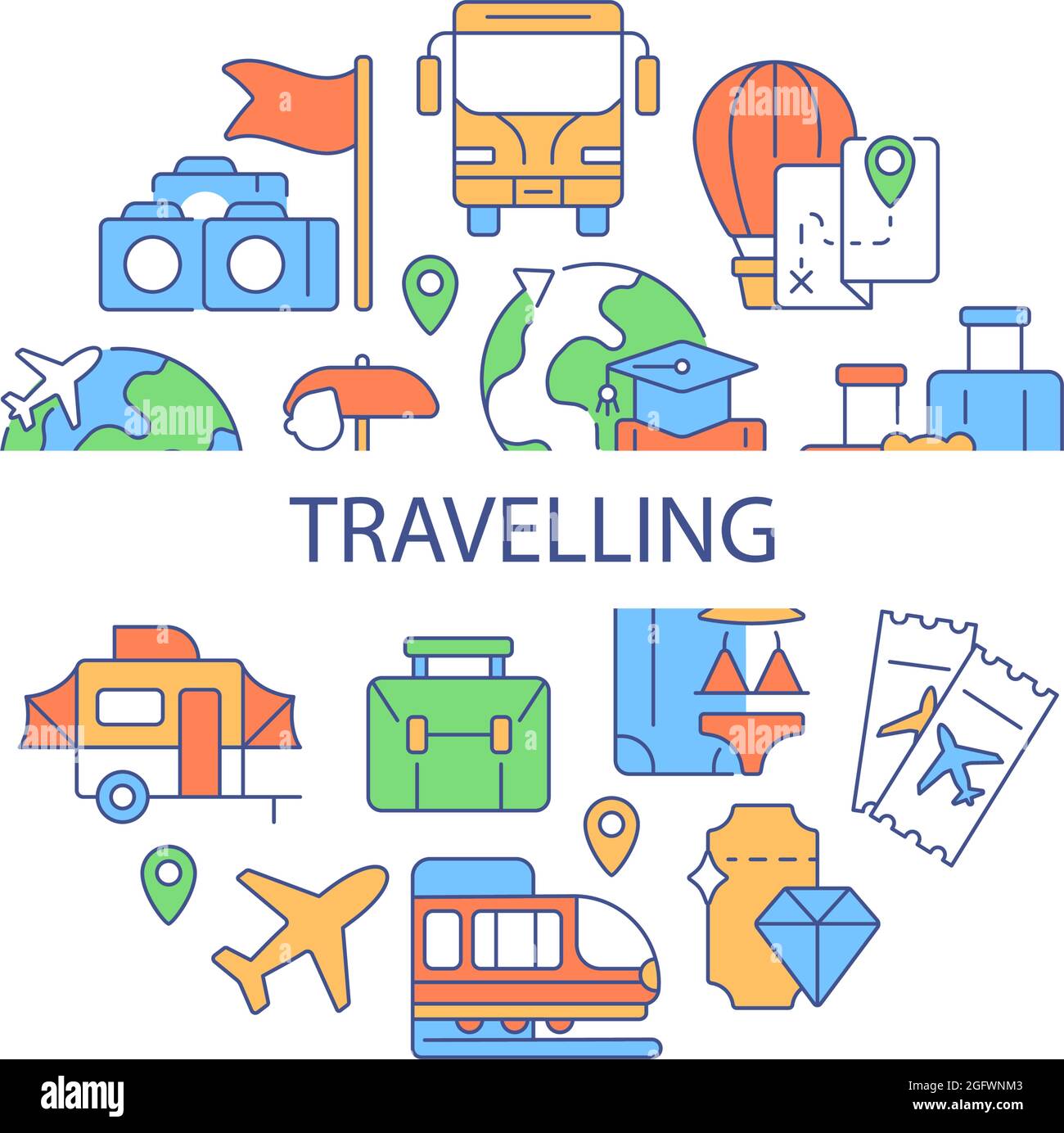 Travel abstract color concept layout with headline Stock Vector Image ...
