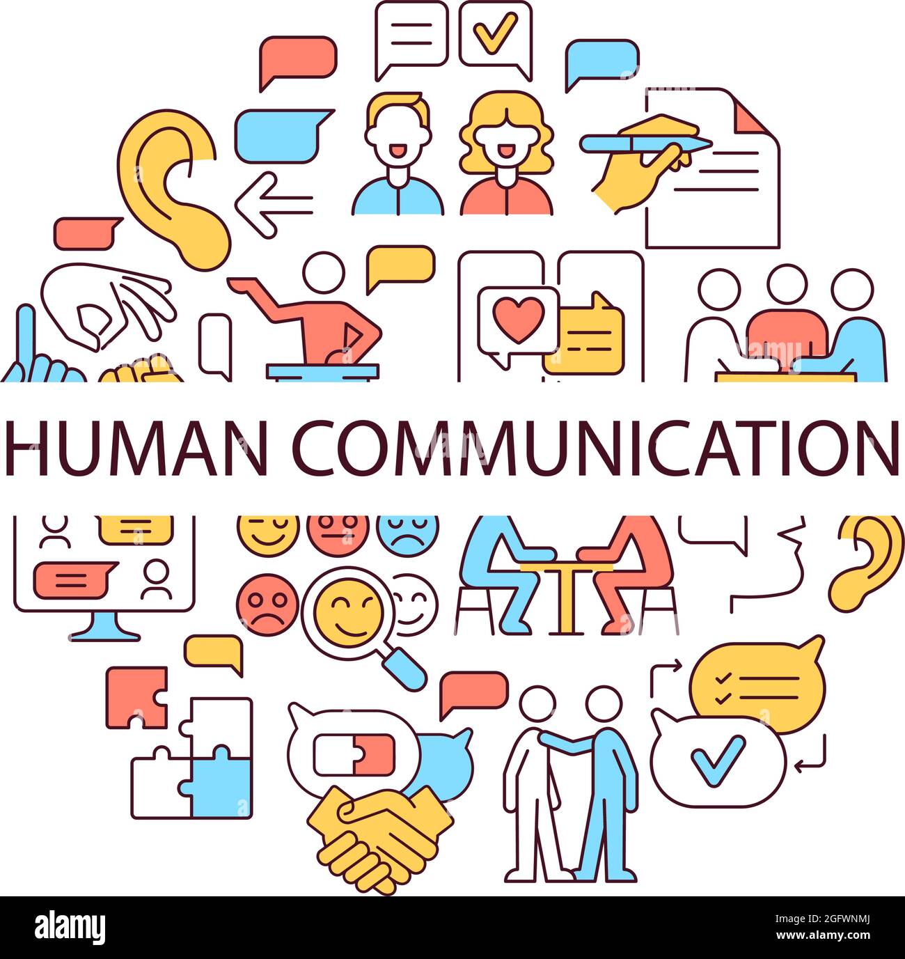 Human communication abstract color concept layout with headline Stock ...