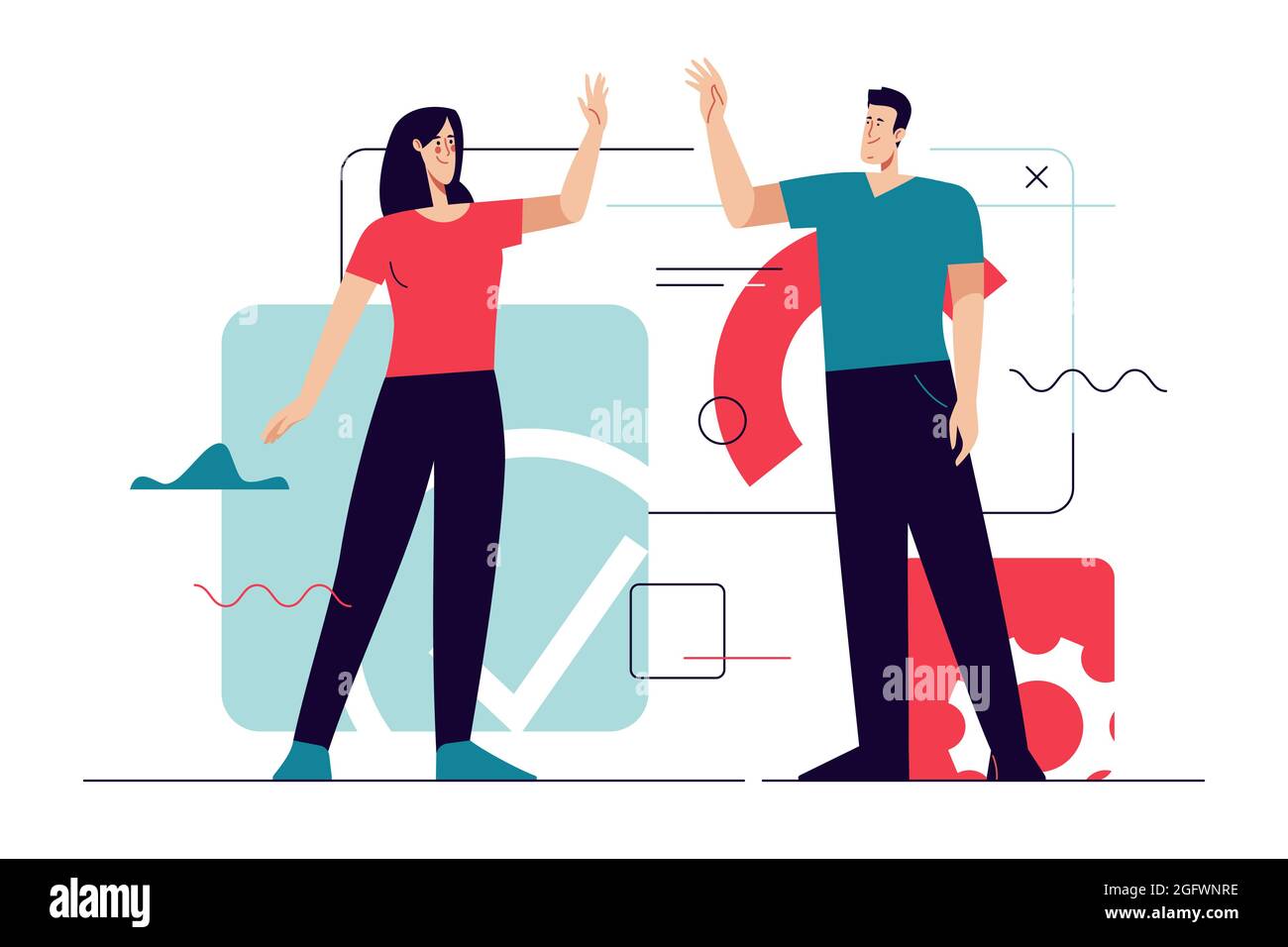 Business concept flat style outline vector illustration on the subject of web design, software ...