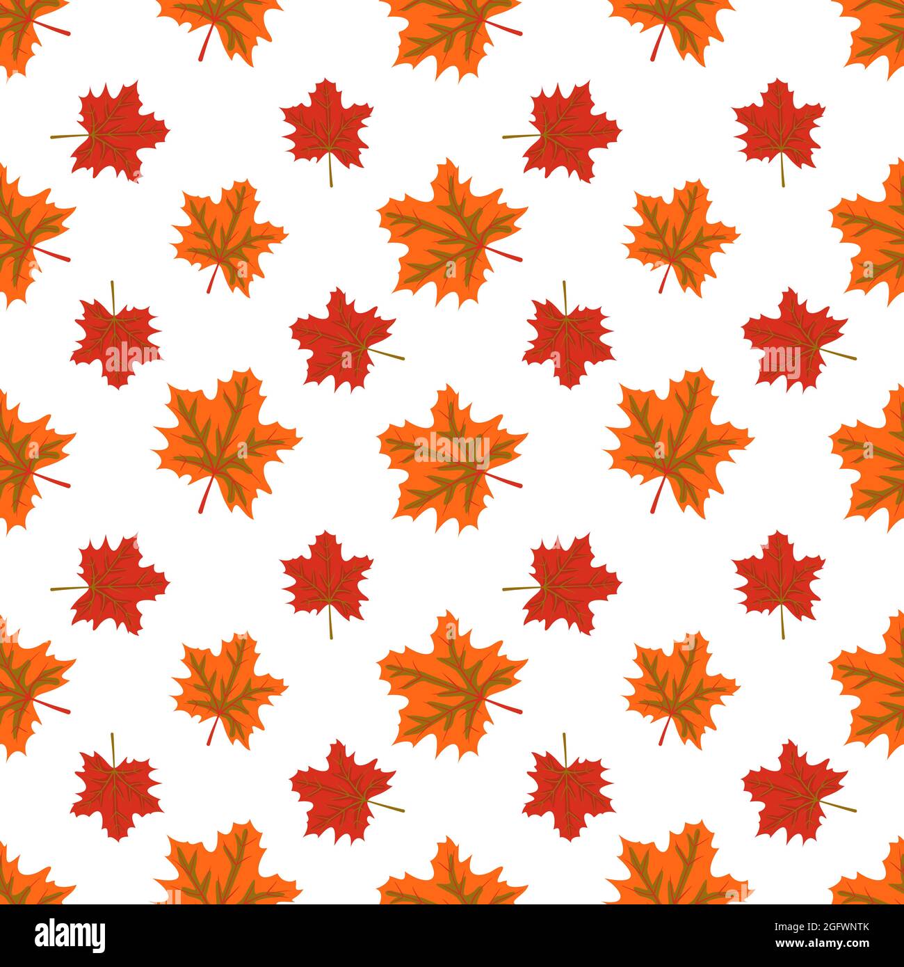 Autumn pattern with orange maple leaves. Bright fall print Stock Vector ...