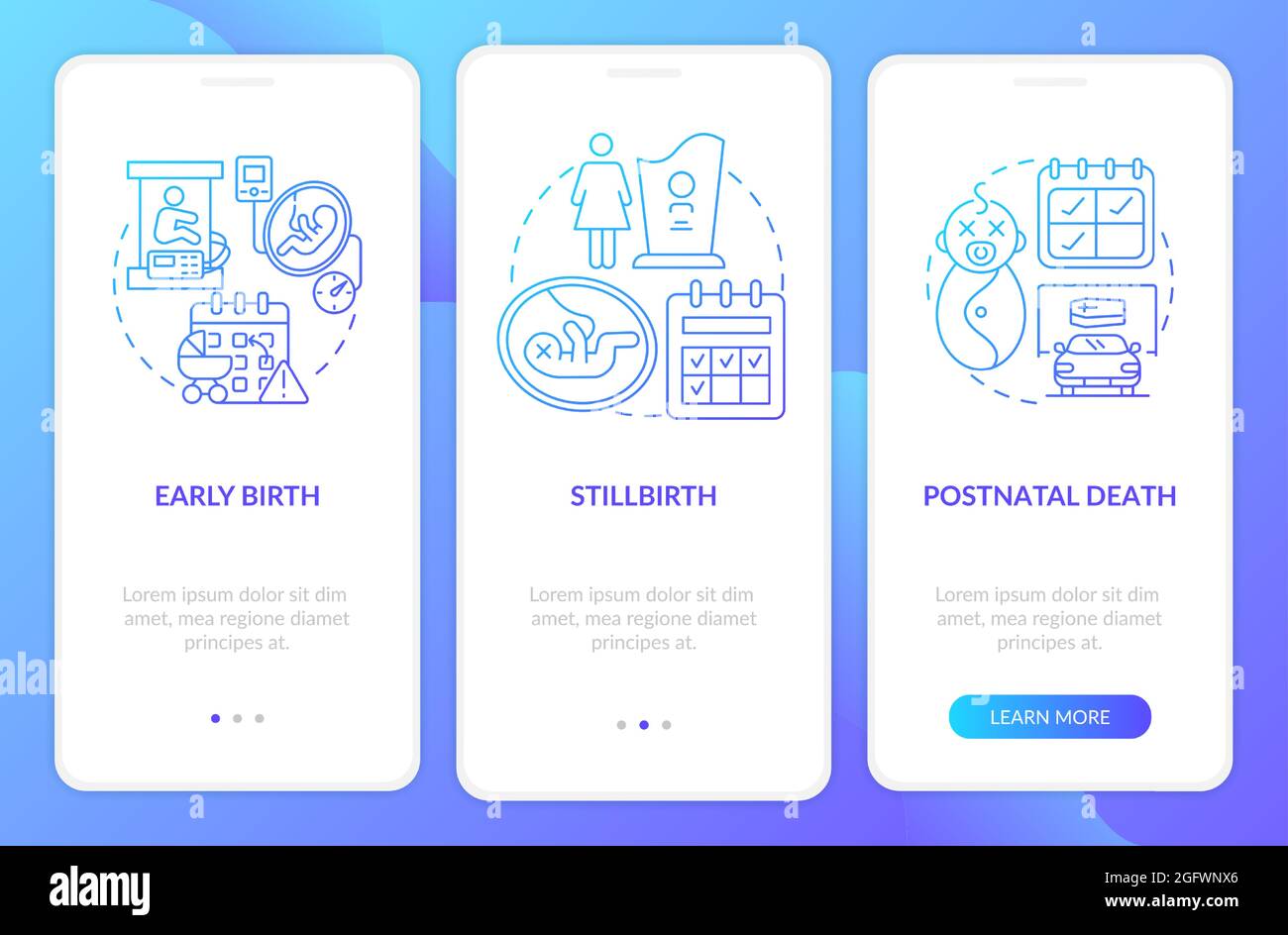 Maternity leave entitlement blue gradient onboarding mobile app page ...